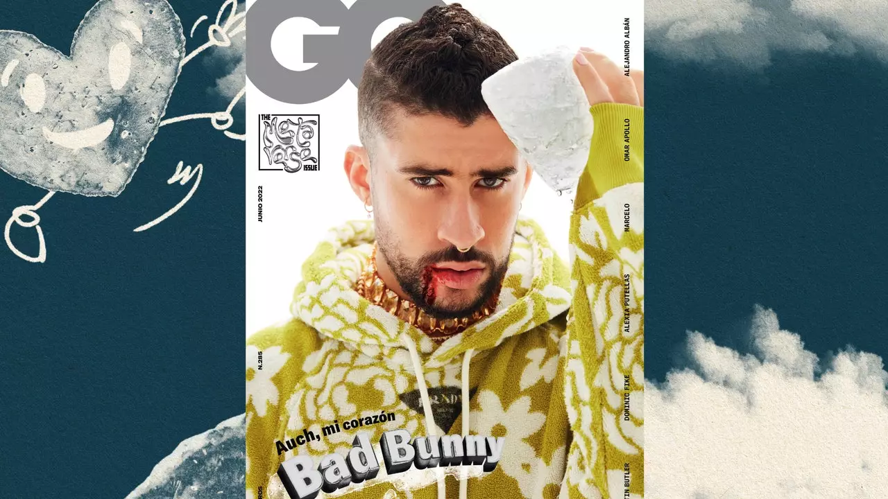 Bad Bunny, forsiden av juniutgaven av GQ magazine