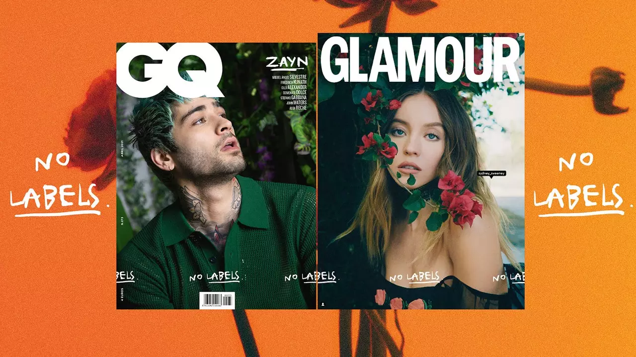 GQ sareng Glamour, ngahiji pikeun kahiji kalina dina kios koran pikeun dunya tanpa labél