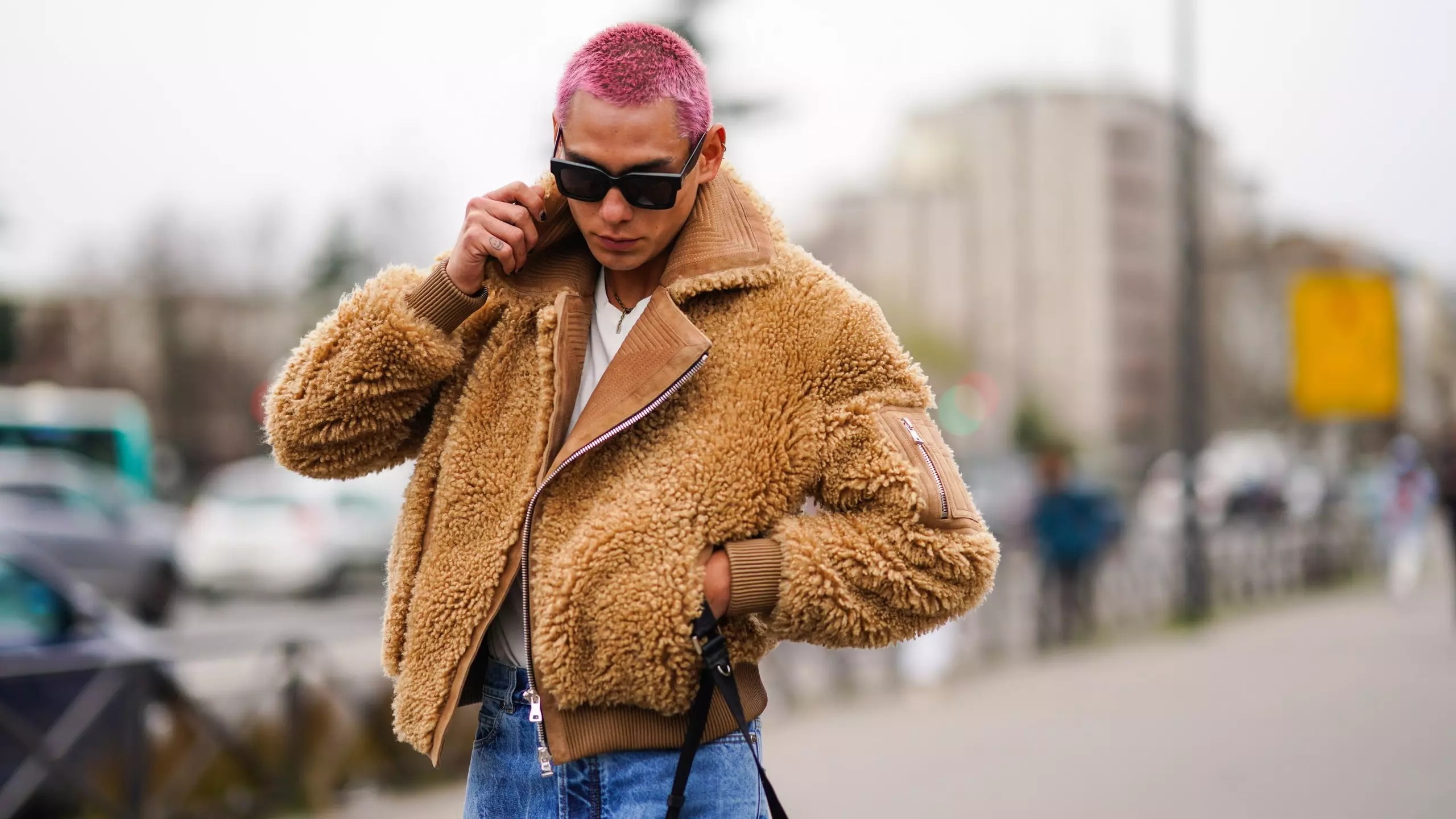 O patinador Evan Mock na Semana da Moda de París o pasado febreiro.