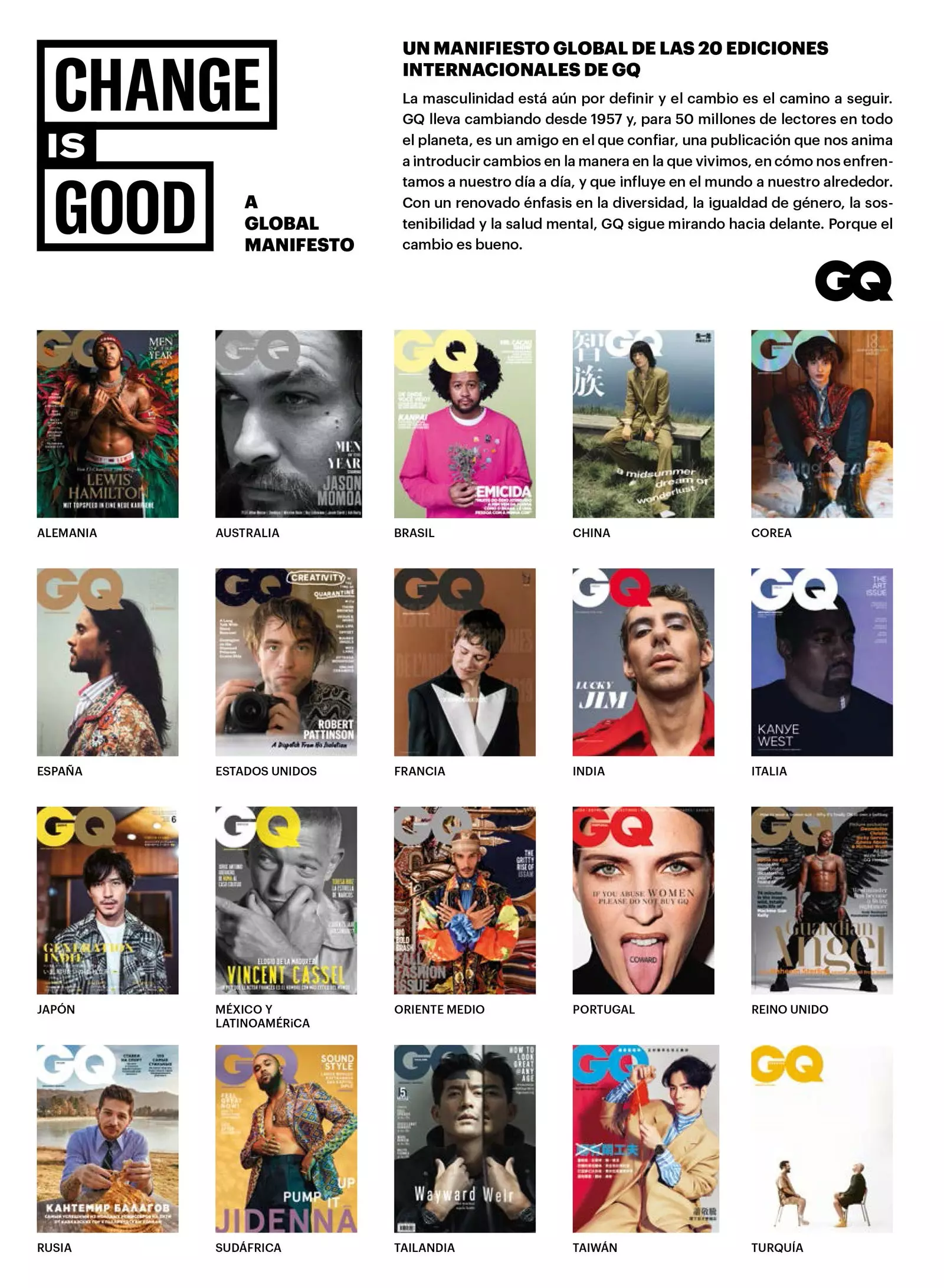 Campaña GQ Change Is Good de setembro de 2020