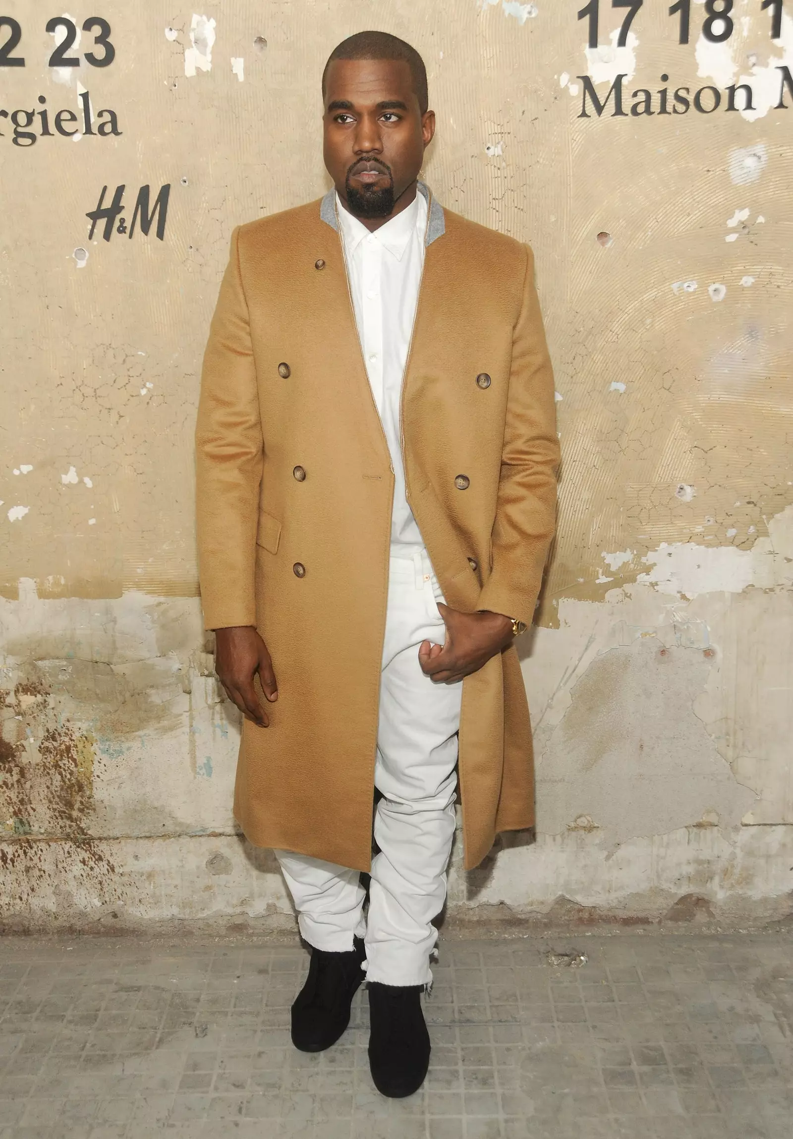 Kanye West at the presentation of the Maison Martin Margiela with HM collection in New York.