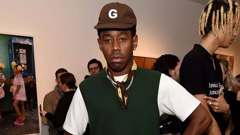 Tyler The Creator Burberry FW 202021 -näytöksen jälkibileissä Lontoon muotiviikolla.