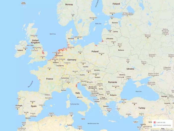 Europæiske byer under vand Det er dem, der vil forsvinde i 2050 ifølge et videnskabeligt kort