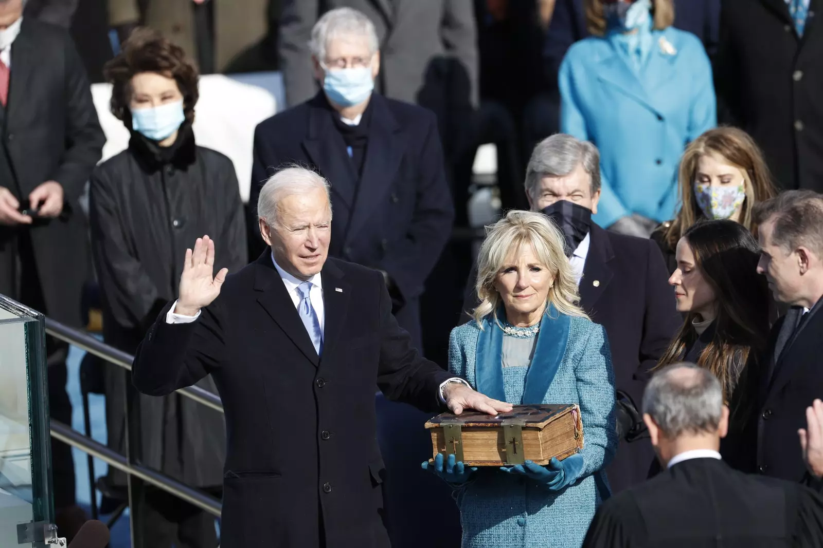 De 46e president van de VS Joe Biden tijdens de inauguratie.