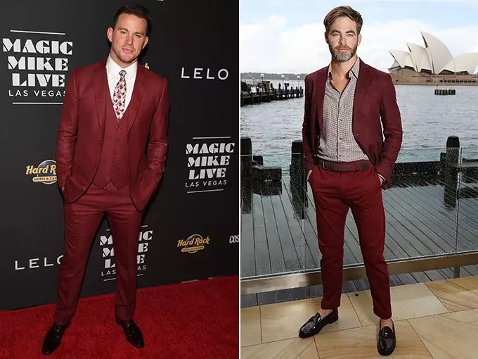 Channing Tatum og Chris Pine i et rødbrun jakkesæt