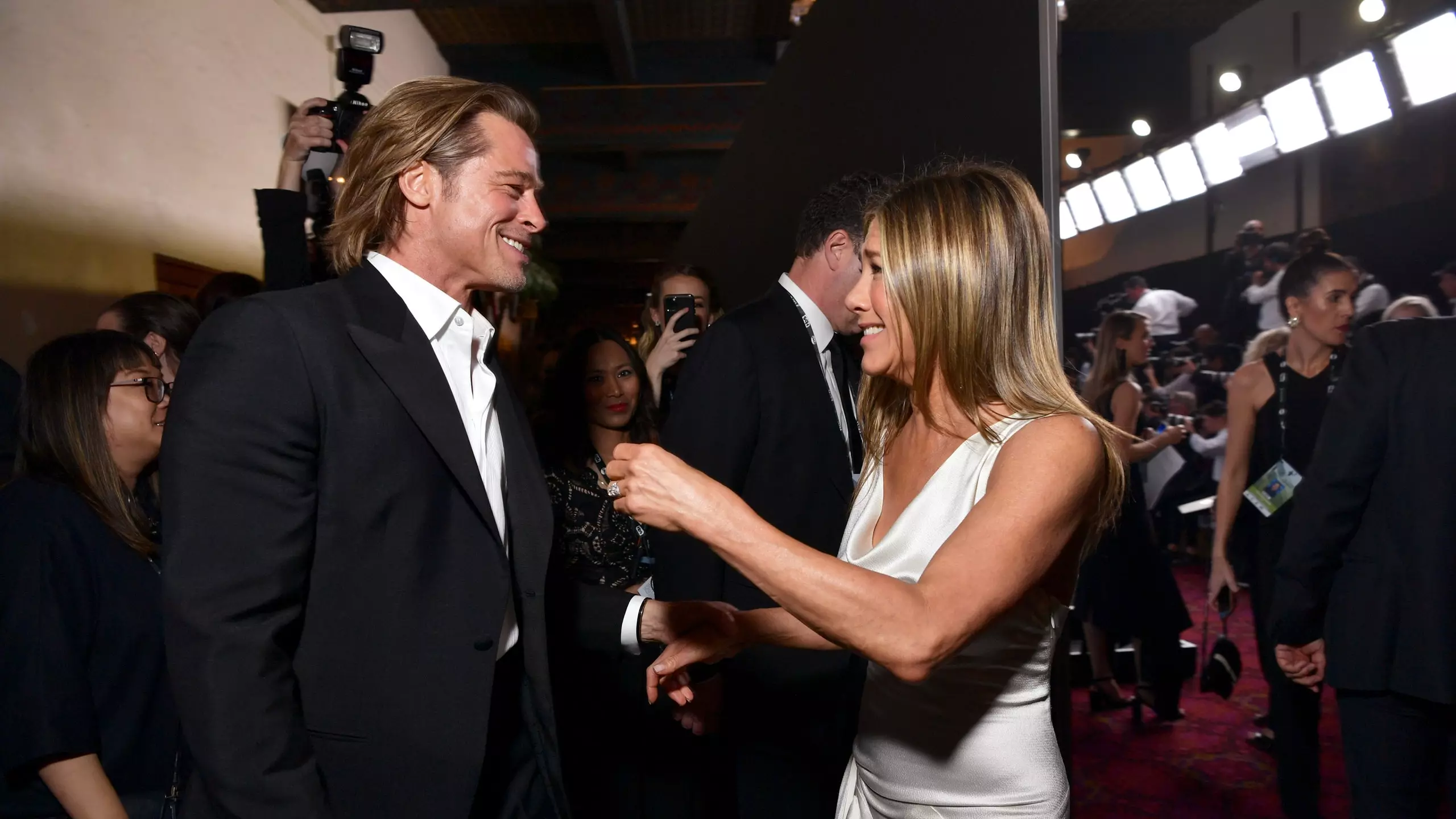 LOS ANGELES CALIFORNIA 19 MUTARAMA Brad Pitt na Jennifer Aniston bitabiriye ibihembo bya 26 ngarukamwaka by'abakinnyi ba Guild Awards kuri ...