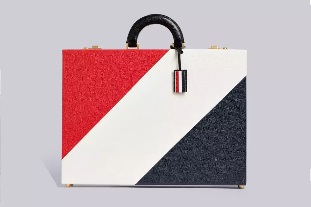 Thom Browne Tricolor Rijid Leather Valiz