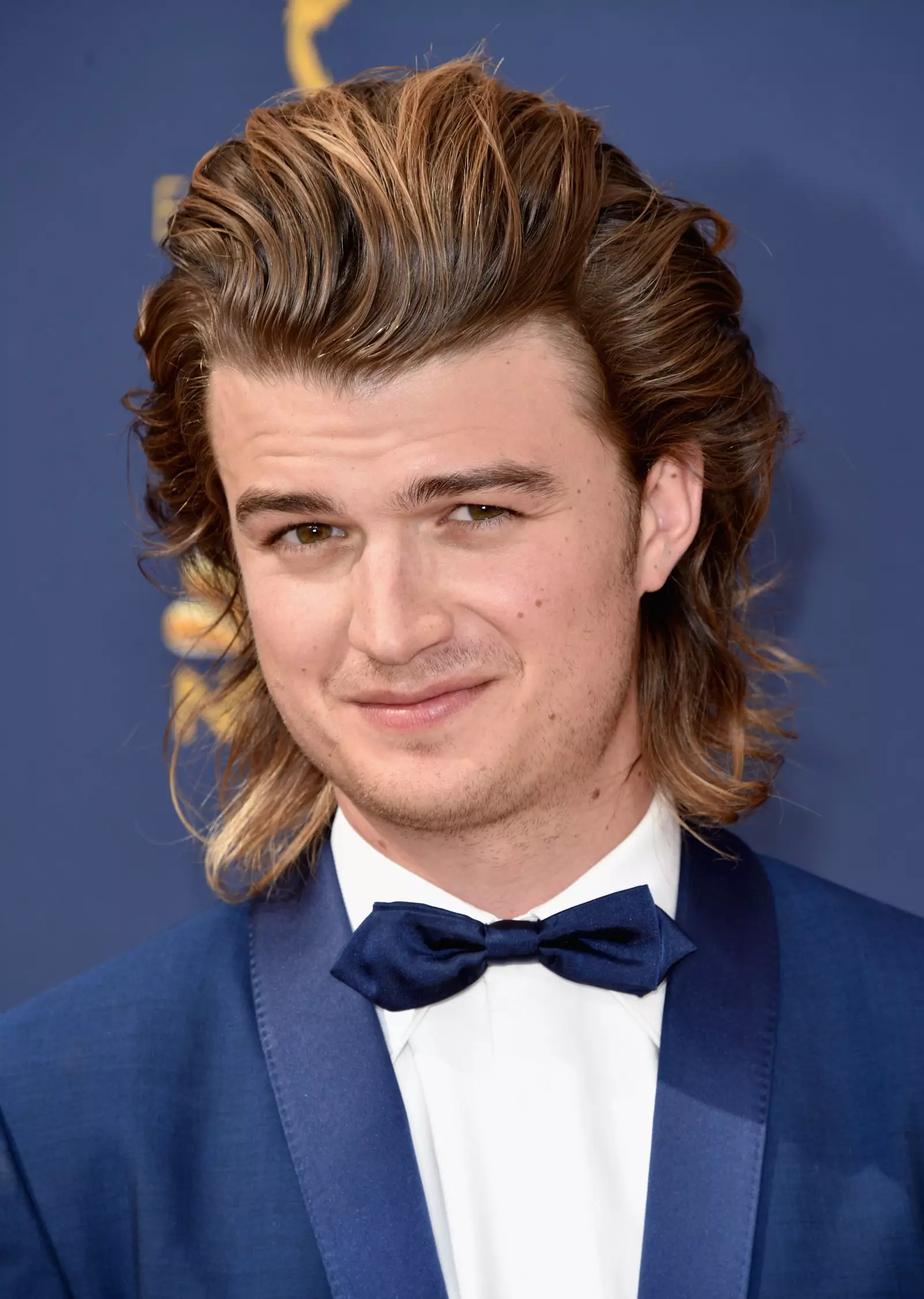 Joe Keery's hairstyle.