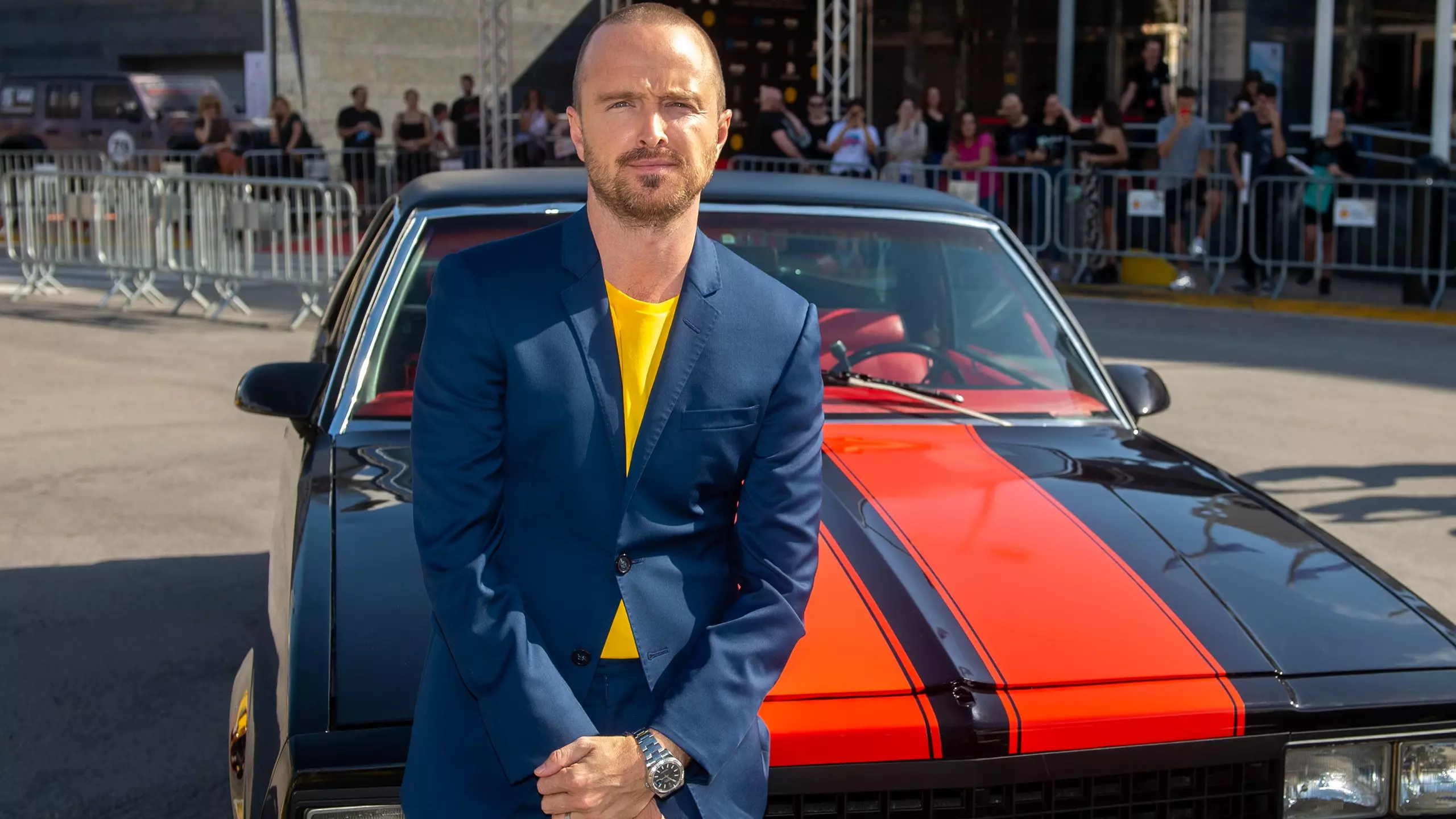 SITGES SPAIN Lub Kaum Hli 12 Aaron Paul tuaj koom El Camino A Breaking Bad Movie photocall los ntawm Netflix thaum Sitges Zaj duab xis ...