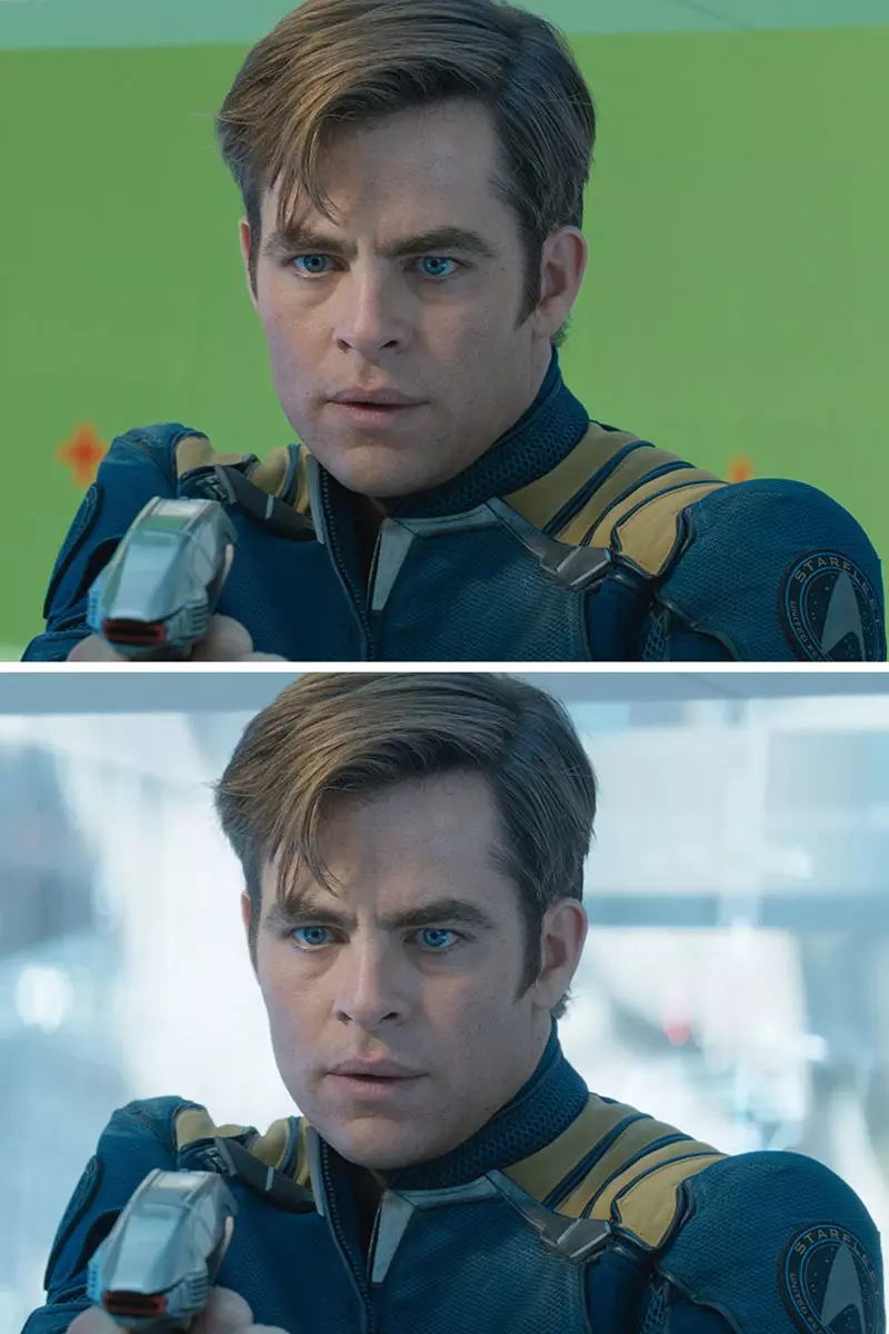 'Star Trek Beyond'. Chris Pine en Chroma Green. Pintura ao óleo .