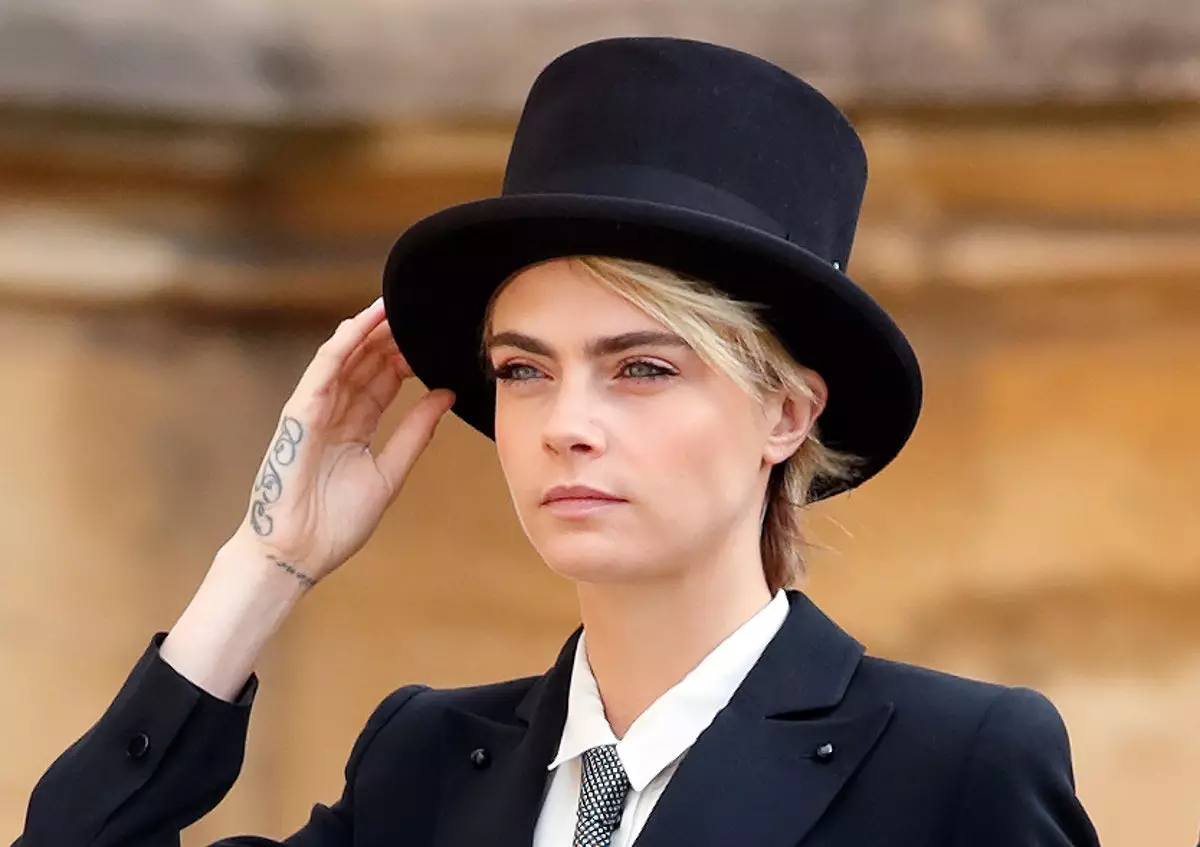 Cara Delevingne í brúðkaupi Eugenie of York.