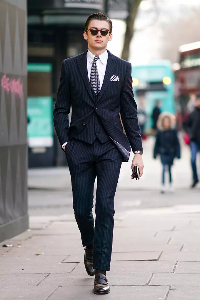 Londýnsky módny týždeň pánske streetstyle obleky trend