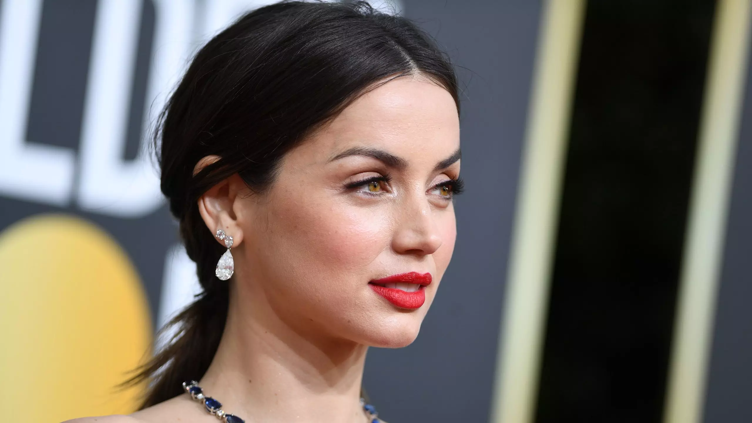 Cuban actress Ana de Armas arrives for the 77th annual Golden Globe Awards on January 5 2020 at The Beverly Hilton hotel...