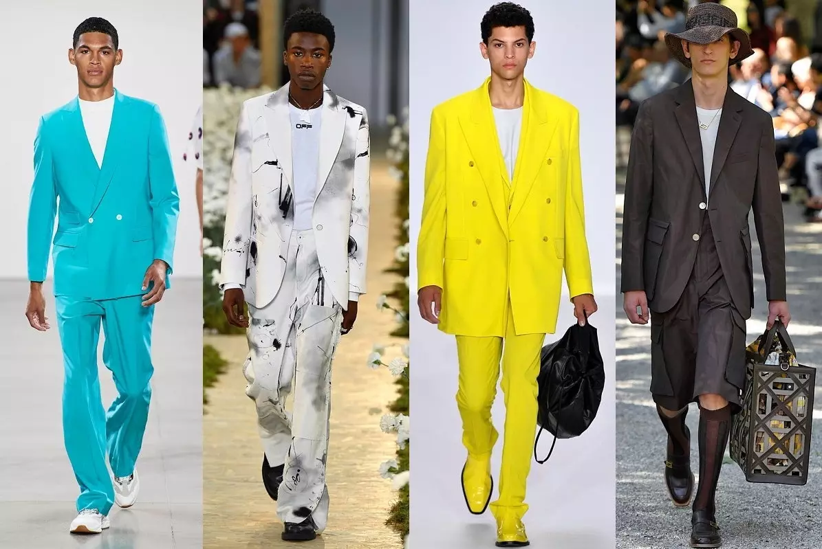 Ձախից աջ, Carlos Campos OffWhite Paul Smith-ը և Fendi SS2020-ը ցույց է տալիս: