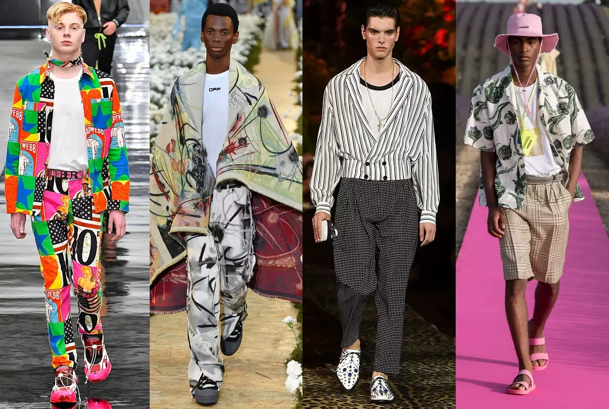 De gauche à droite défilés SS2020 pour Iceberg OffWhite Dolce amp Gabbana et Jacquemus.