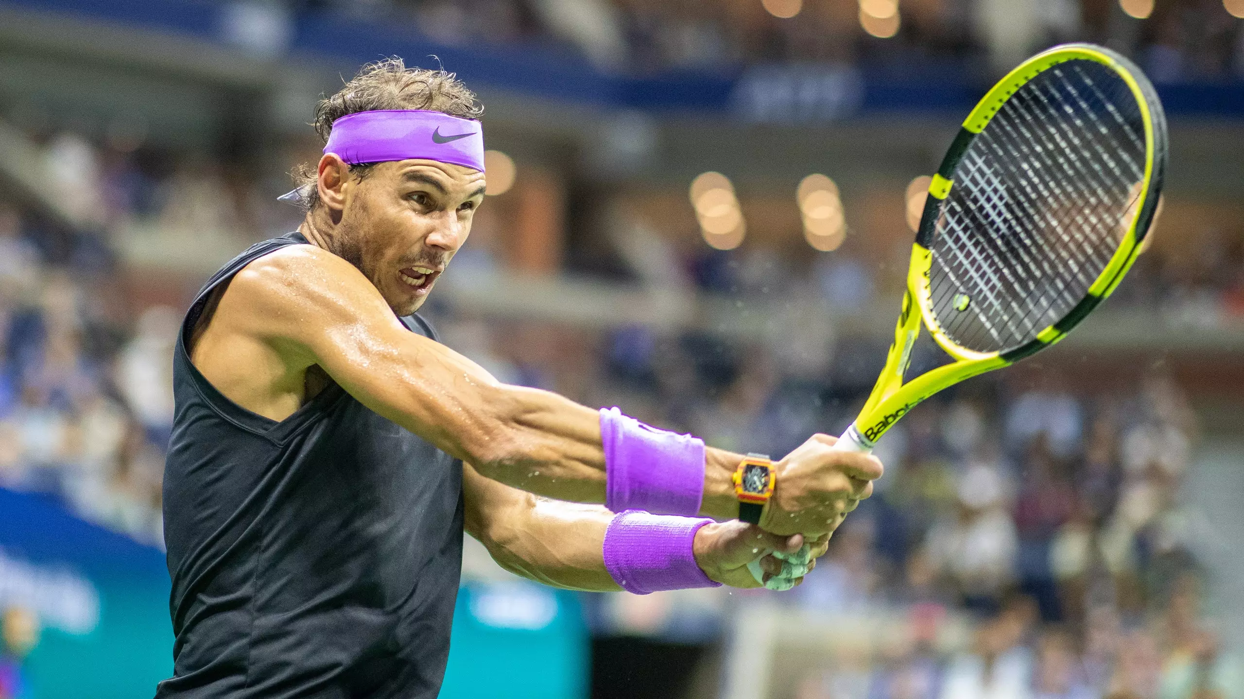 2019 US Open Tennis Figagbaga Ọjọ kẹjọ. Rafael Nadal ti Spain ni igbese lodi si Marin Cilic ti Croatia ni Awọn ọkunrin ...