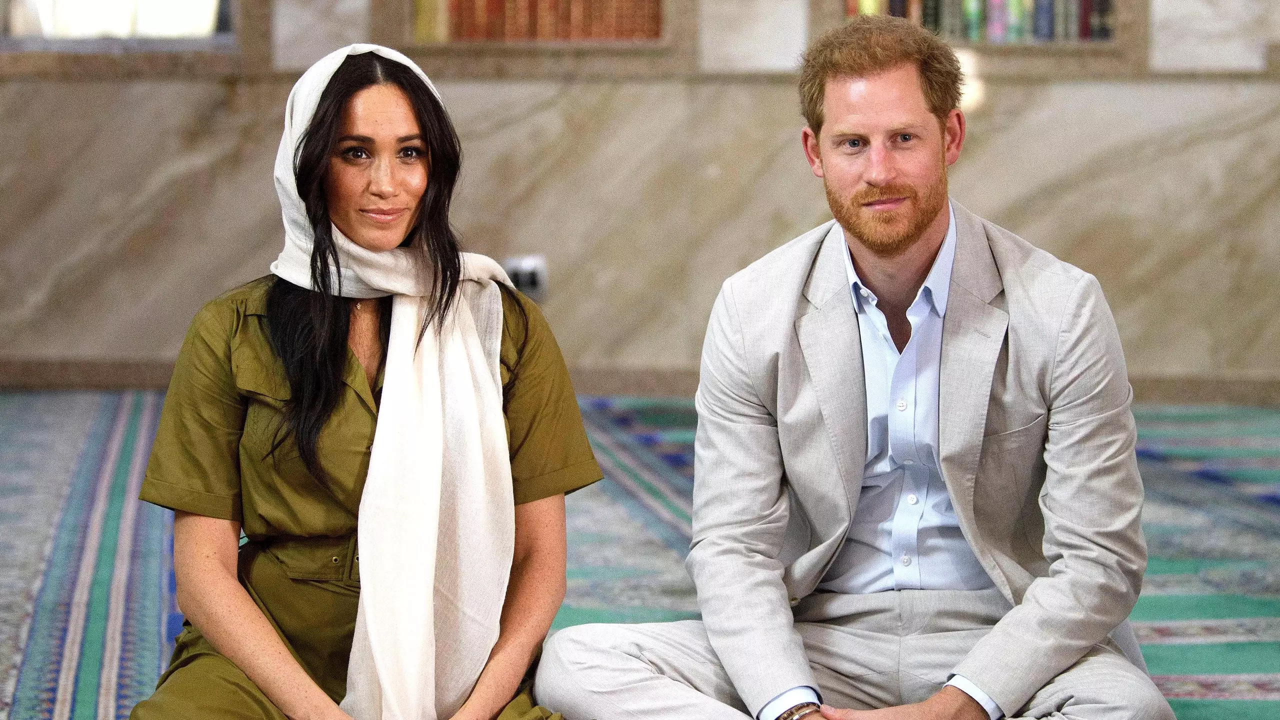 HÖFÐABÆR SUÐUR-AFRÍKA 24. SEPTEMBER Meghan hertogaynja af Sussex heimsækir Auwal moskuna á arfleifðardaginn með Harry Bretaprins...