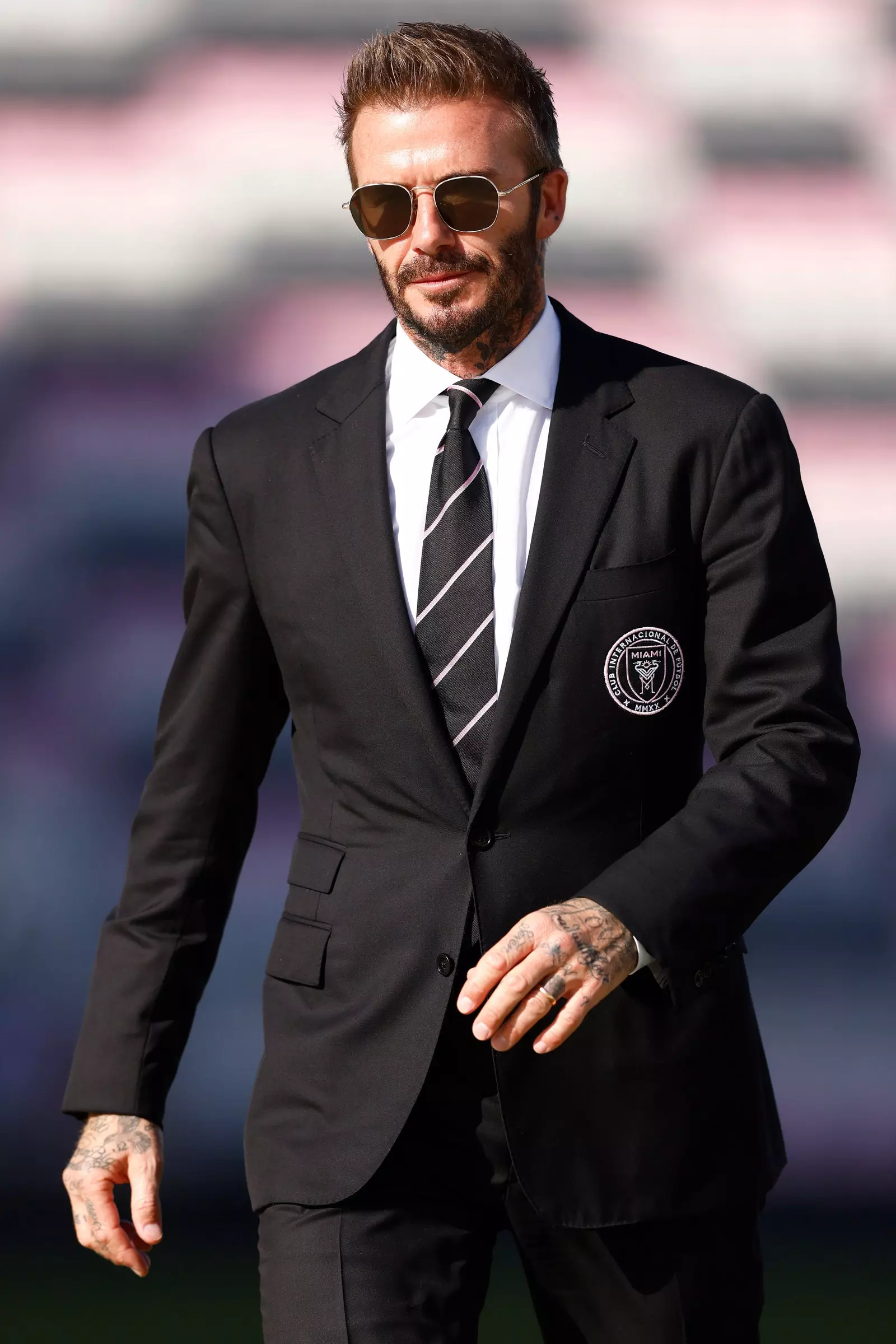 David Beckham tar éis an chluiche idir Inter Miami CF agus New York City FC in 2021.