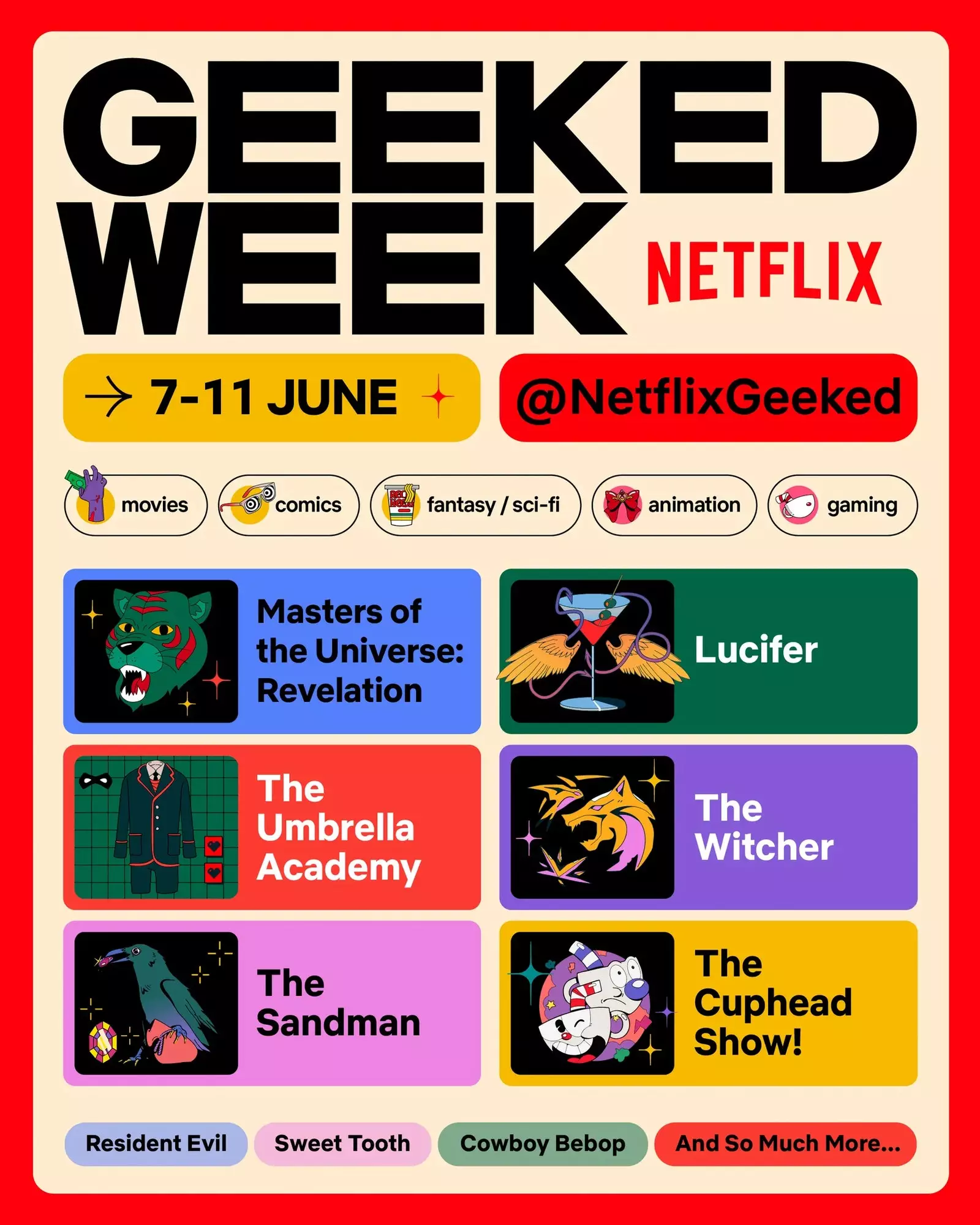 Netflix's Geeked Week wannear is it en wat sil barre yn 'e meast fantastyske wike fan it platfoarm