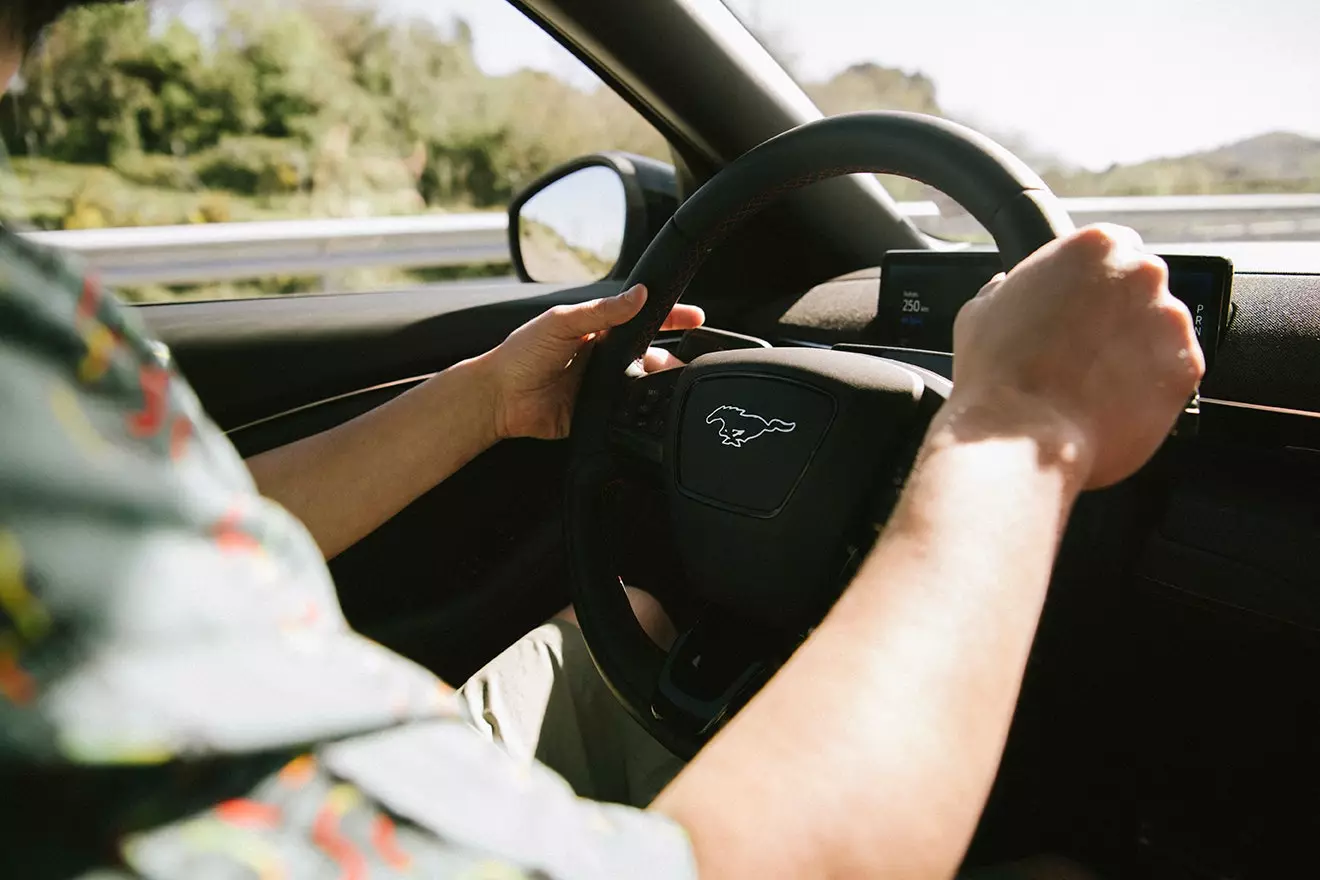 Driver aboard a Ford Mustang MachE