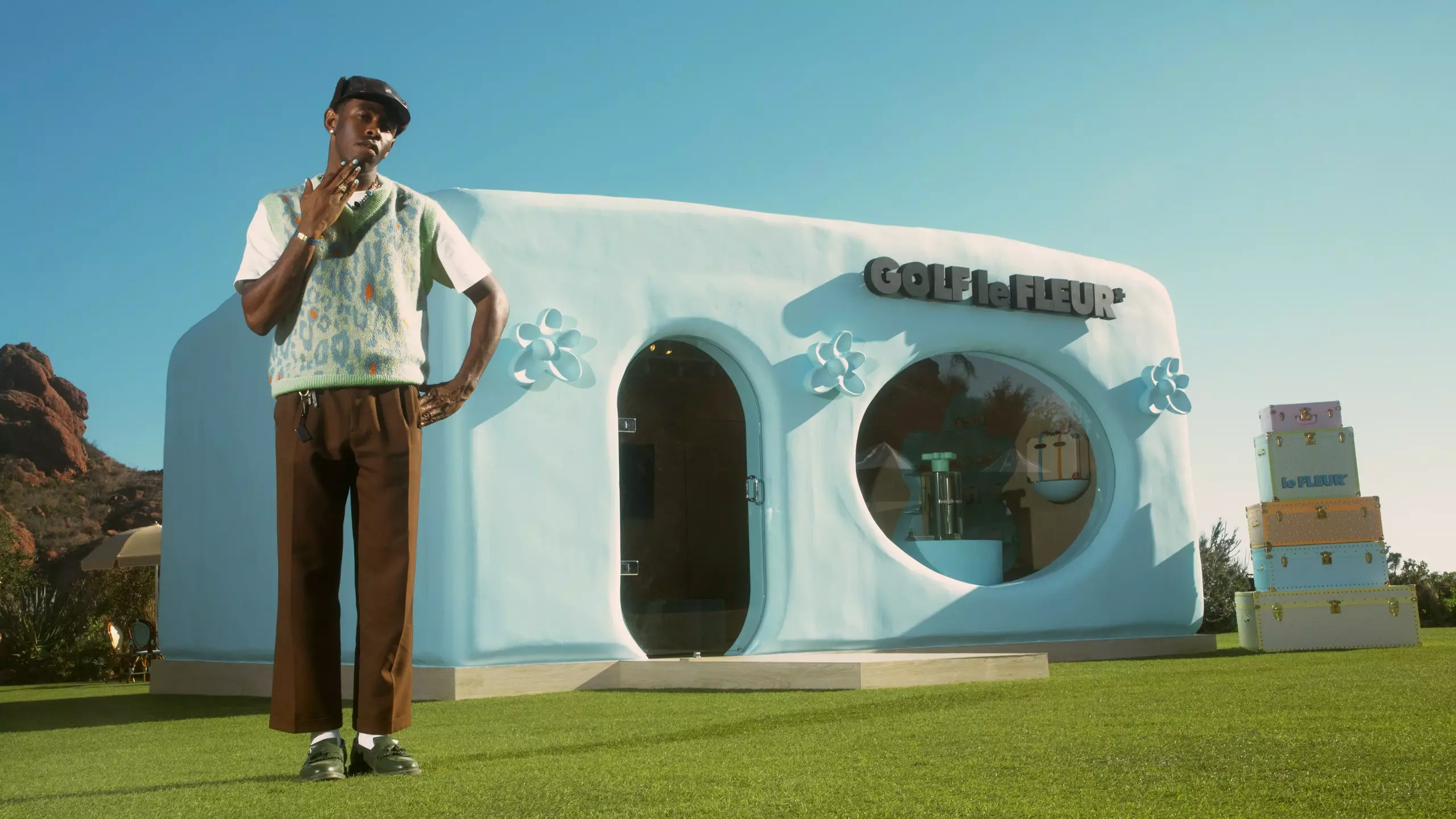 Bild kann Mensch Pflanze Gras Tyler The Creator und Inflatable enthalten