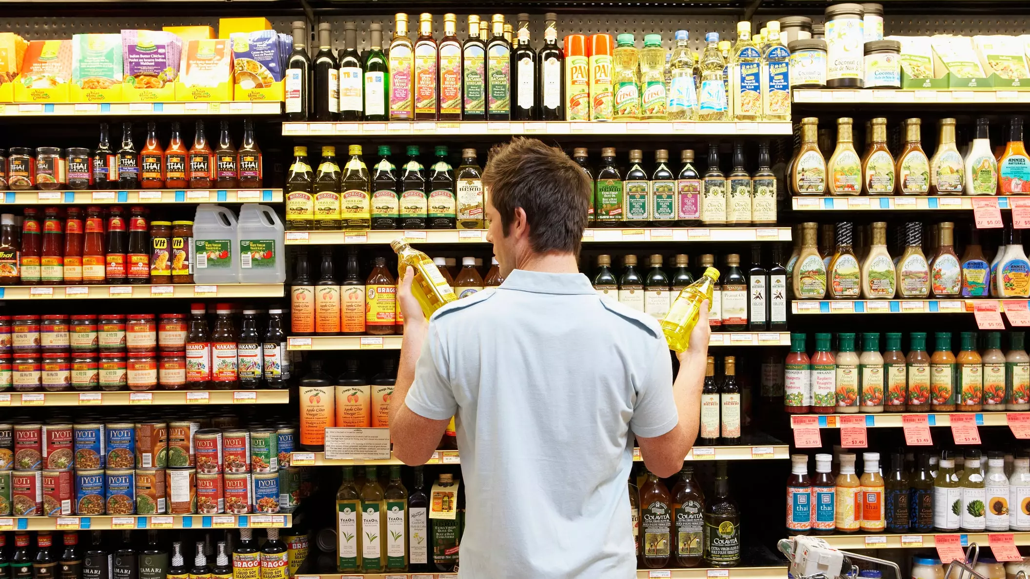 Uomo che fa la spesa al supermercato