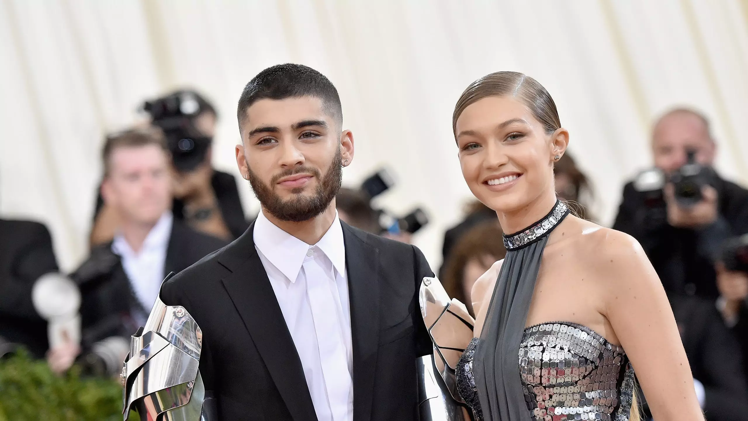 NEW YORK NY MAIG 02 Zayn Malik and Gigi Hadid attend the Manus x Machina Fashion In An Age Of Technology Costume...