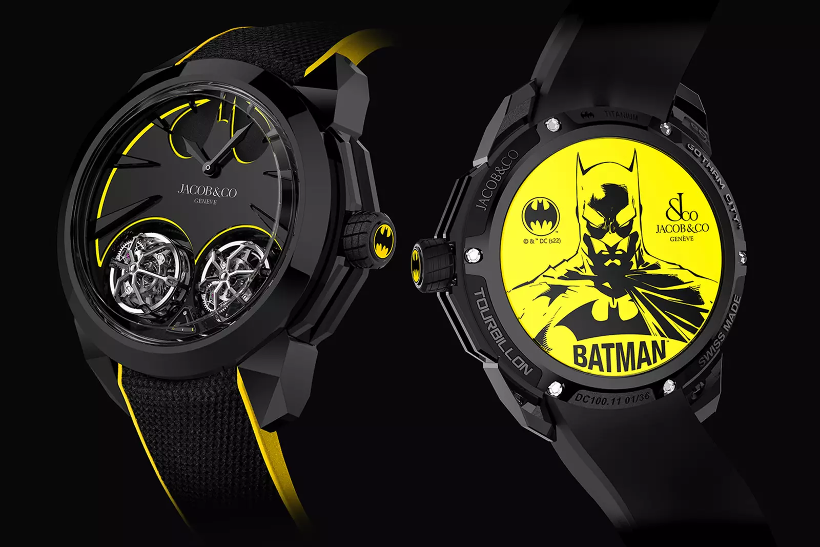 Jacob Co. X Gotham City 手表 Warner Bros Batman Uhr 黑色