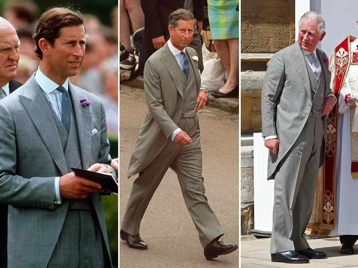 Сив chaqu от Андерсън Шепърд Сватба на принц Едуард през 1999 г. Сватба на херцога и херцогинята на Съсекс през 2018 г.