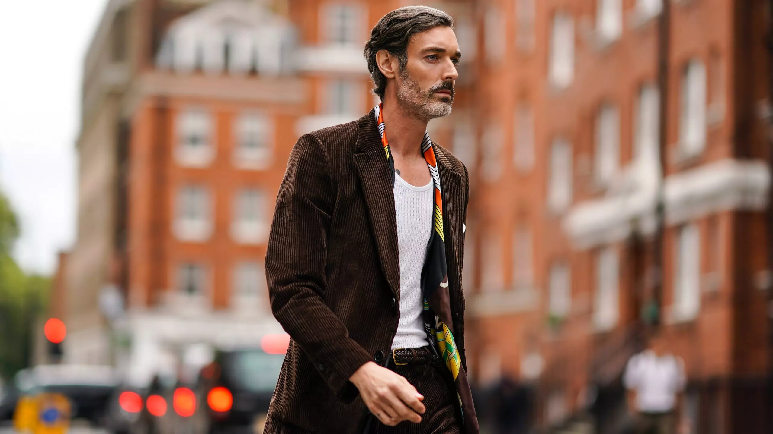 Richard Biedul na Semana da Moda de Londres.
